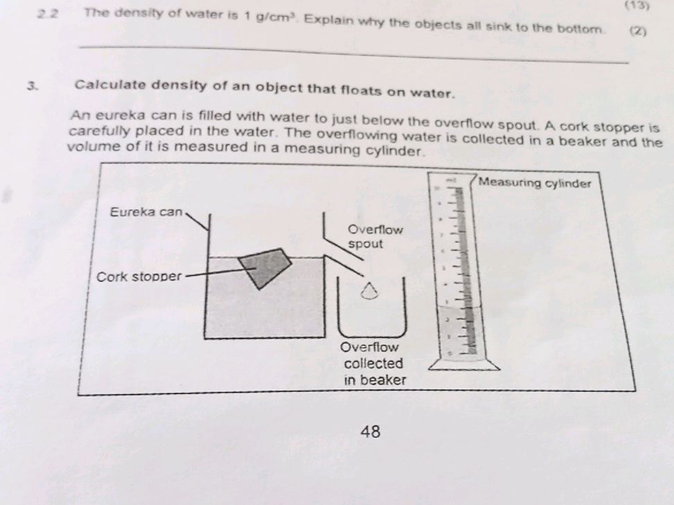 3. Calculate density of an object that | StudyX