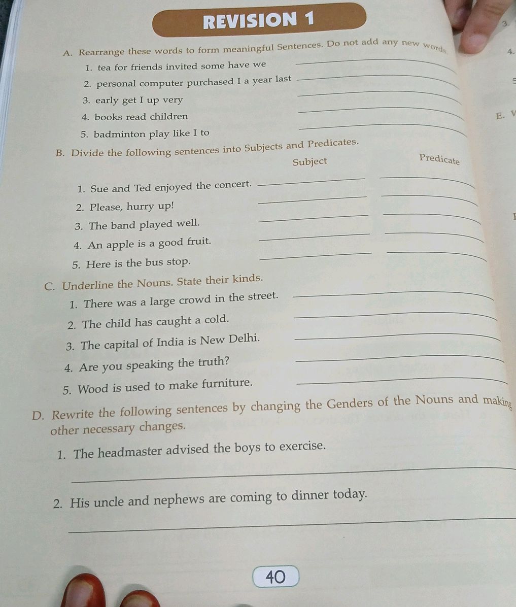 A. Rearrange these words to form meaningful | StudyX