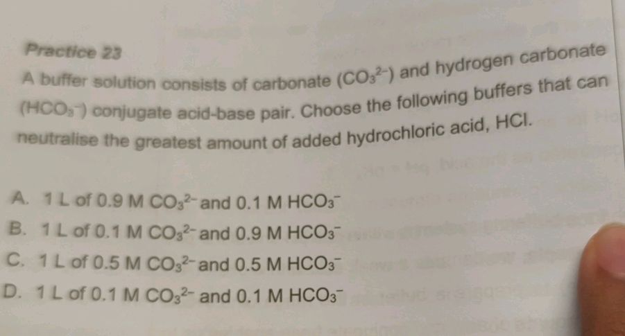 A buffer solution consists of carbonate | StudyX