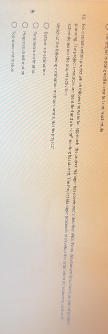 12. For a construction project which follows | StudyX