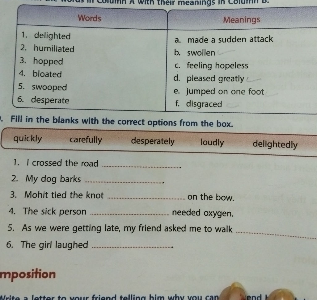Match the words in Column A with their | StudyX