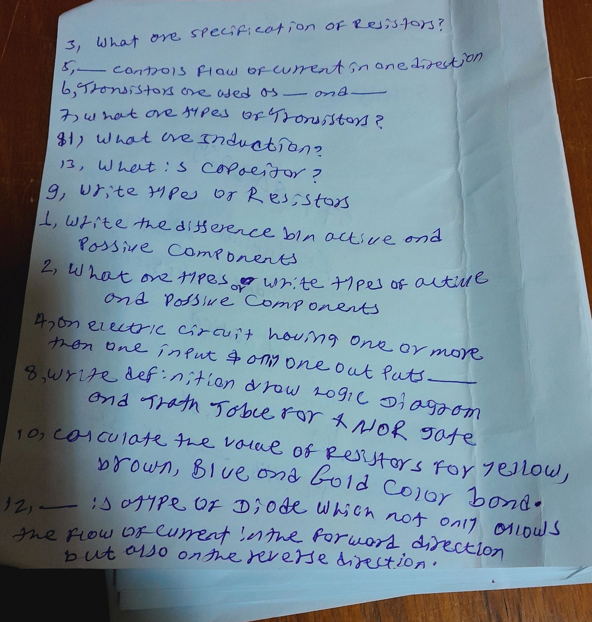 3, What are specification of Resistors? 5, - | StudyX