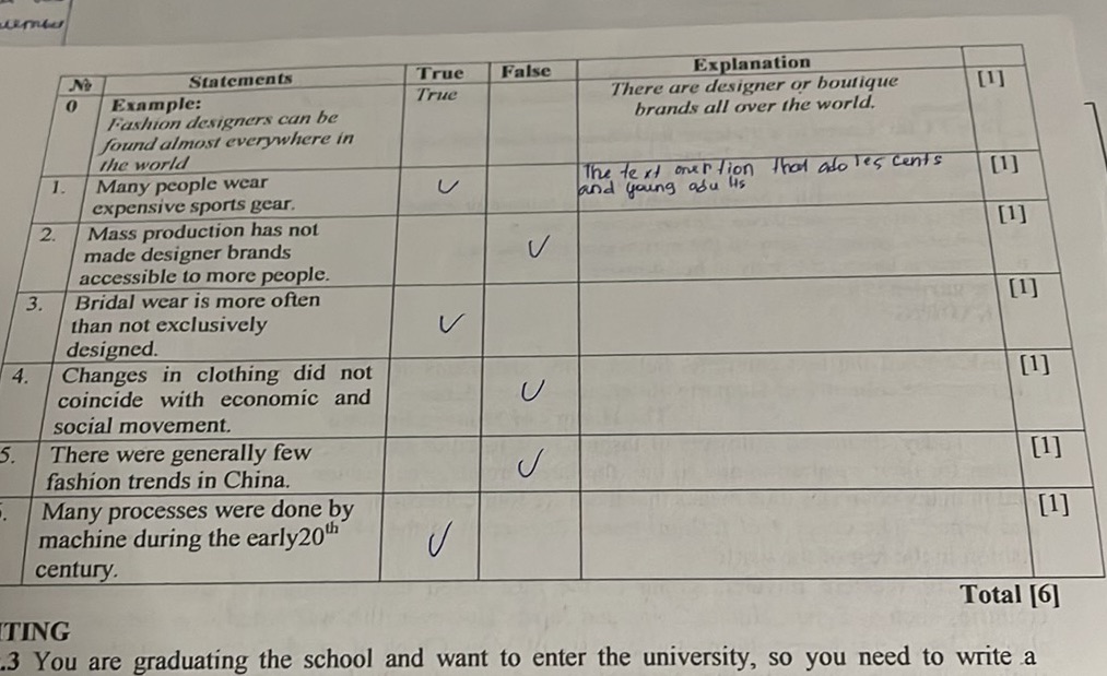 | No | Statements | True | False | | StudyX