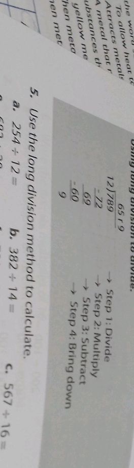 5. Use the long division method to | StudyX