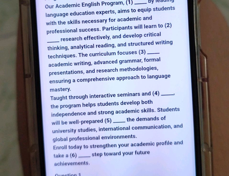 Our Academic English Program, (1) ______ by | StudyX