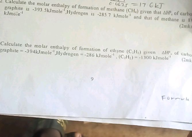 Calculate the molar enthalpy of formation of | StudyX