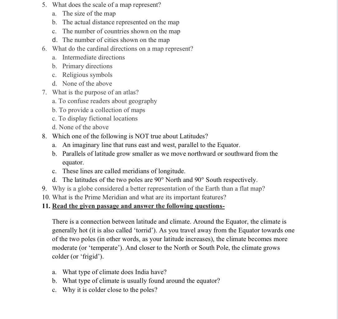 5. What does the scale of a map represent? | StudyX