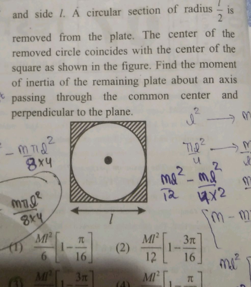 and side l. A circular section of radius \( | StudyX