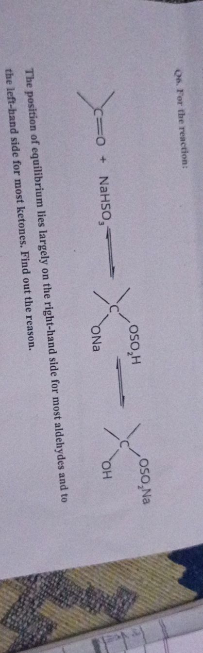 Q6. For the reaction: $ {C}= {O}+ | StudyX