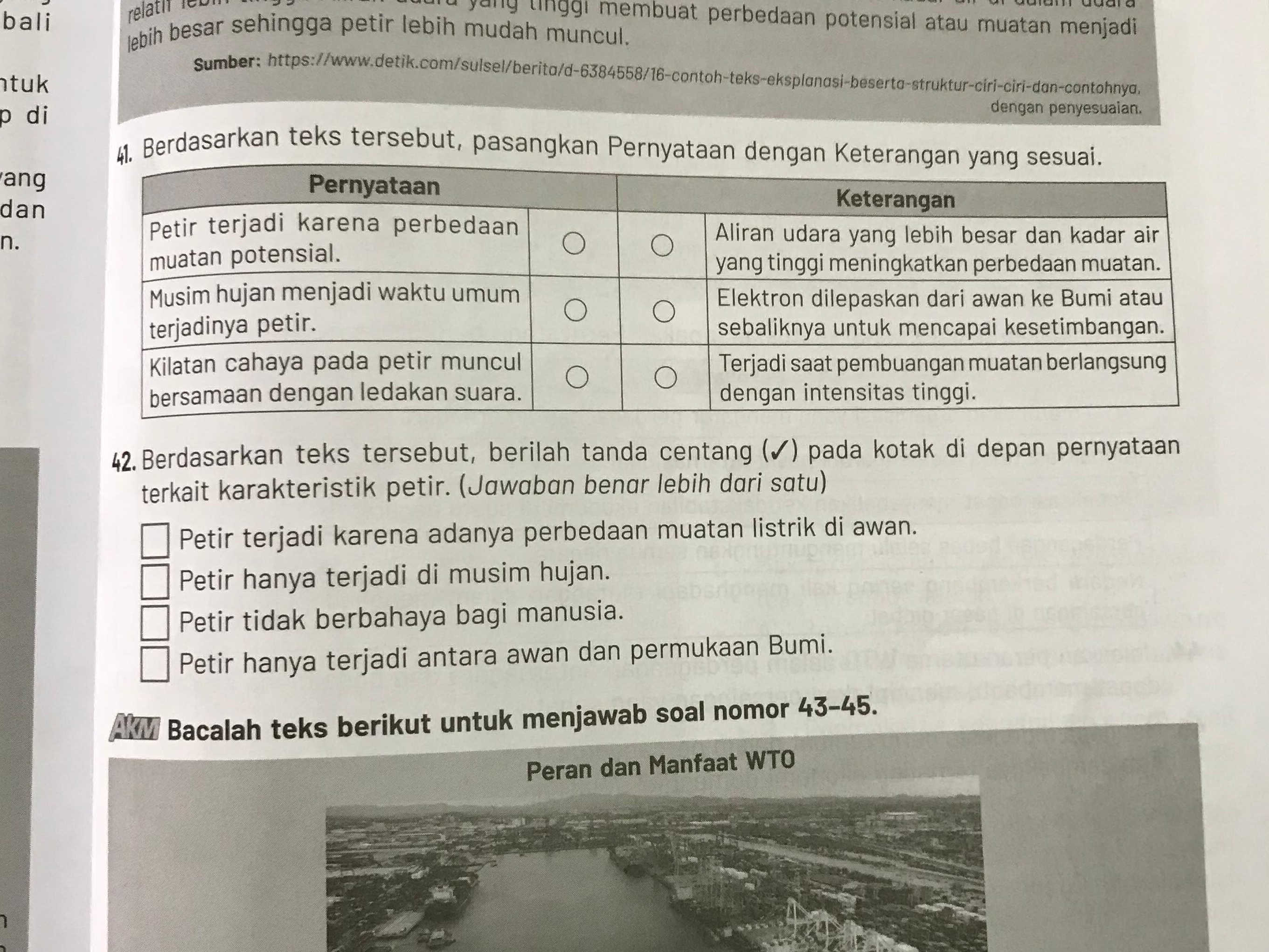 41. Berdasarkan teks tersebut, pasangkan | StudyX