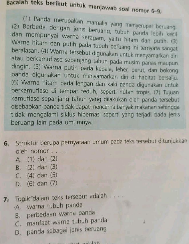 6. Struktur berupa pernyataan umum pada teks | StudyX