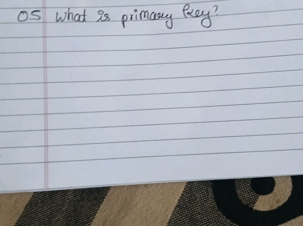 What is a primary key in database? | StudyX