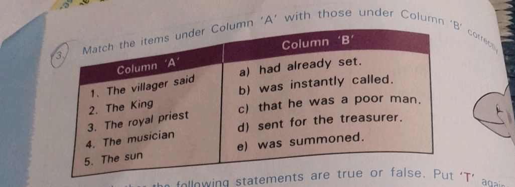 Match the items under Column 'A' with those | StudyX