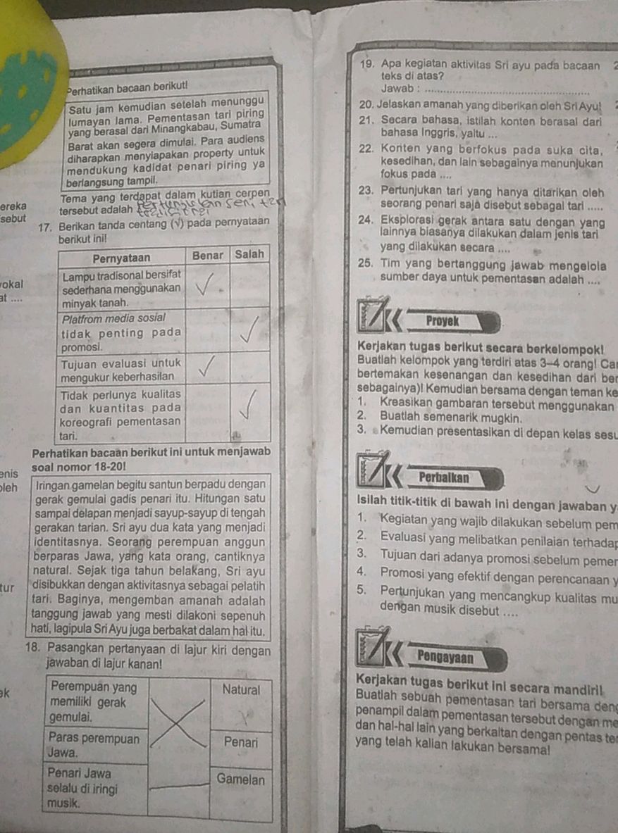 17. Berikan tanda centang ( ) pada | StudyX