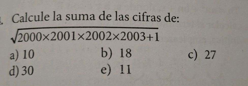 Calcule la suma de las cifras de: $ {2000 | StudyX
