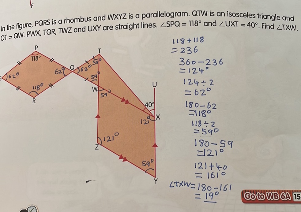 In the figure, PQRS is a rhombus and WXYZ is | StudyX