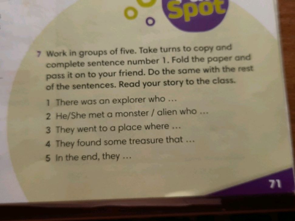 7 Work in groups of five. Take turns to copy | StudyX