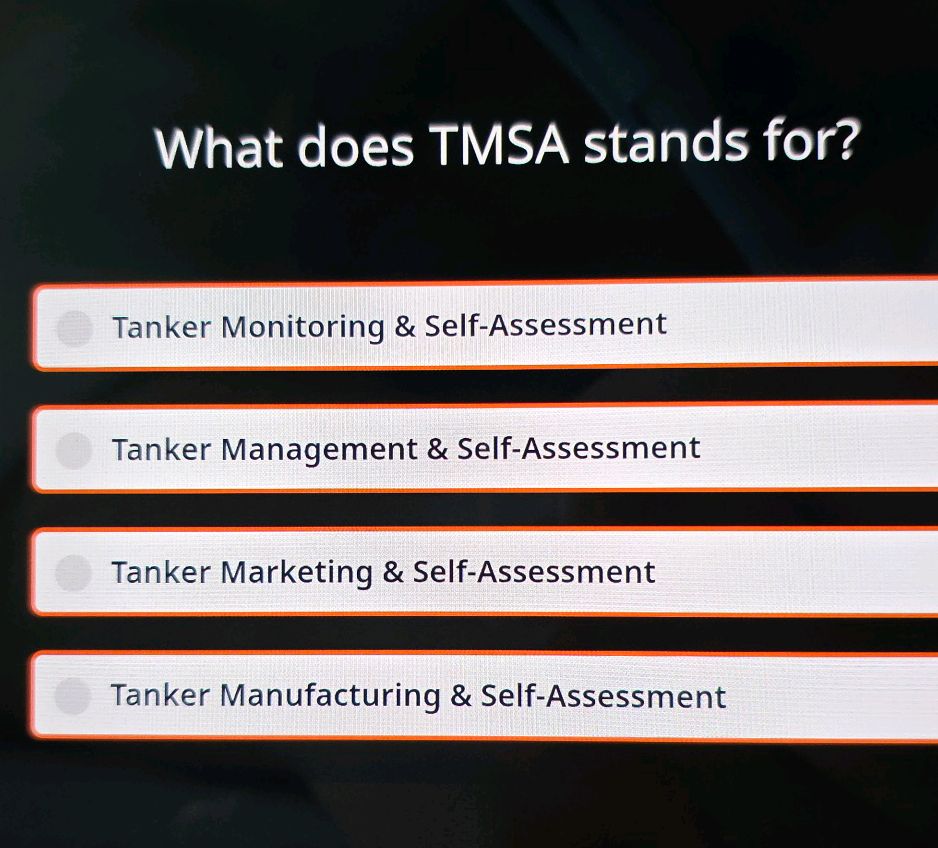 What does TMSA stands for? Tanker | StudyX
