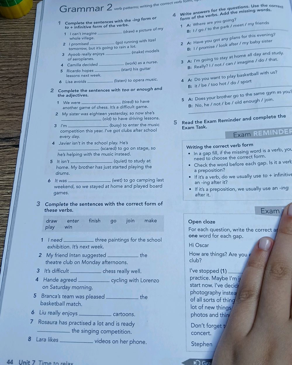 1 Complete the sentences with the -ing form | StudyX