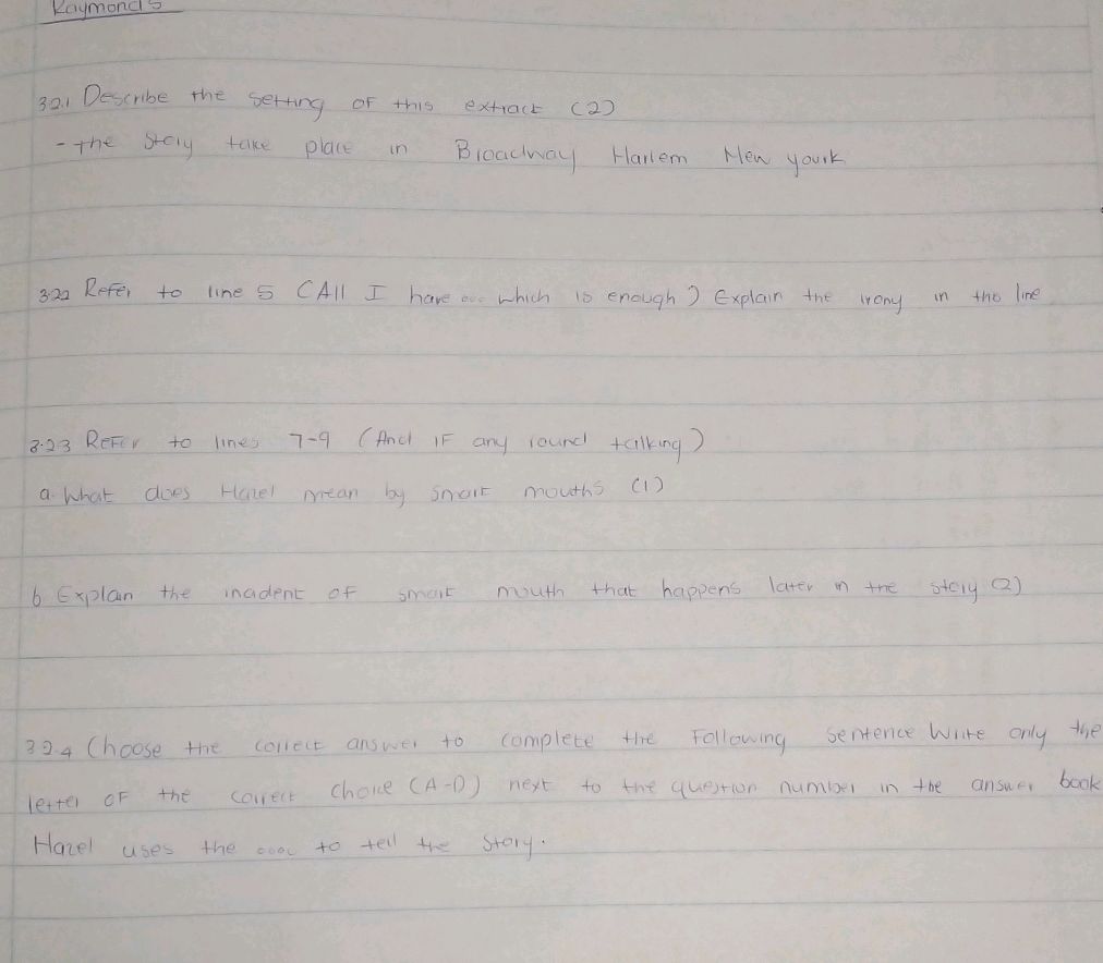 3.2.1 Describe the setting of this extract | StudyX