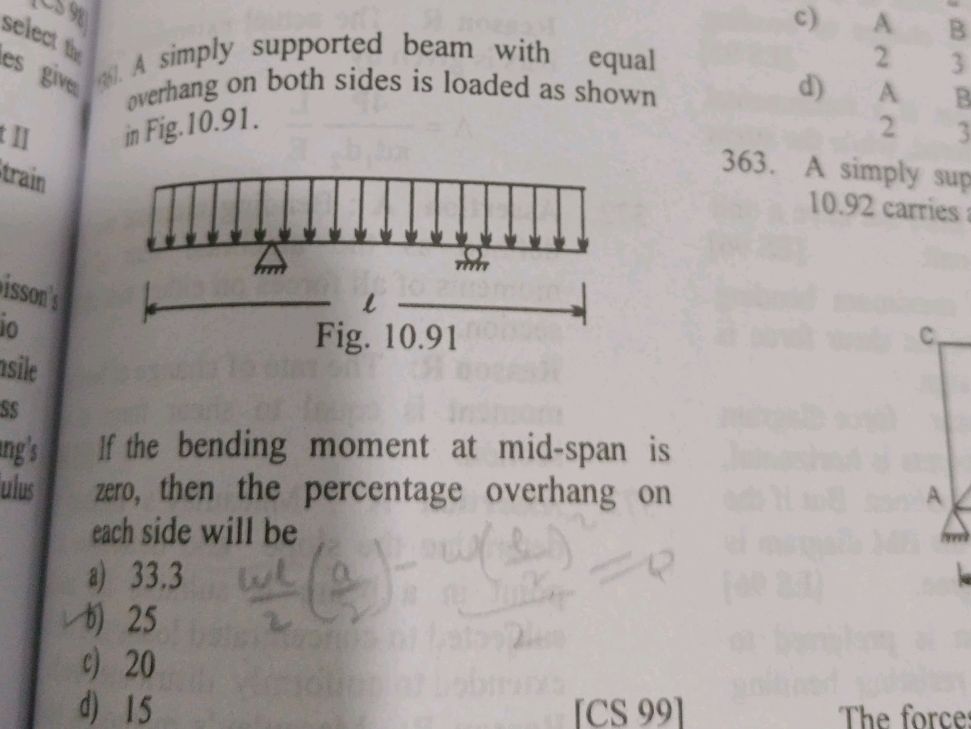A simply supported beam with equal overhang | StudyX