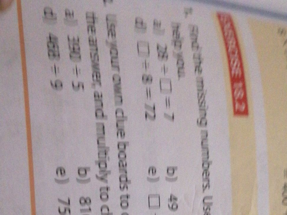 1. Find the missing numbers. Use a) 28 ÷ = | StudyX