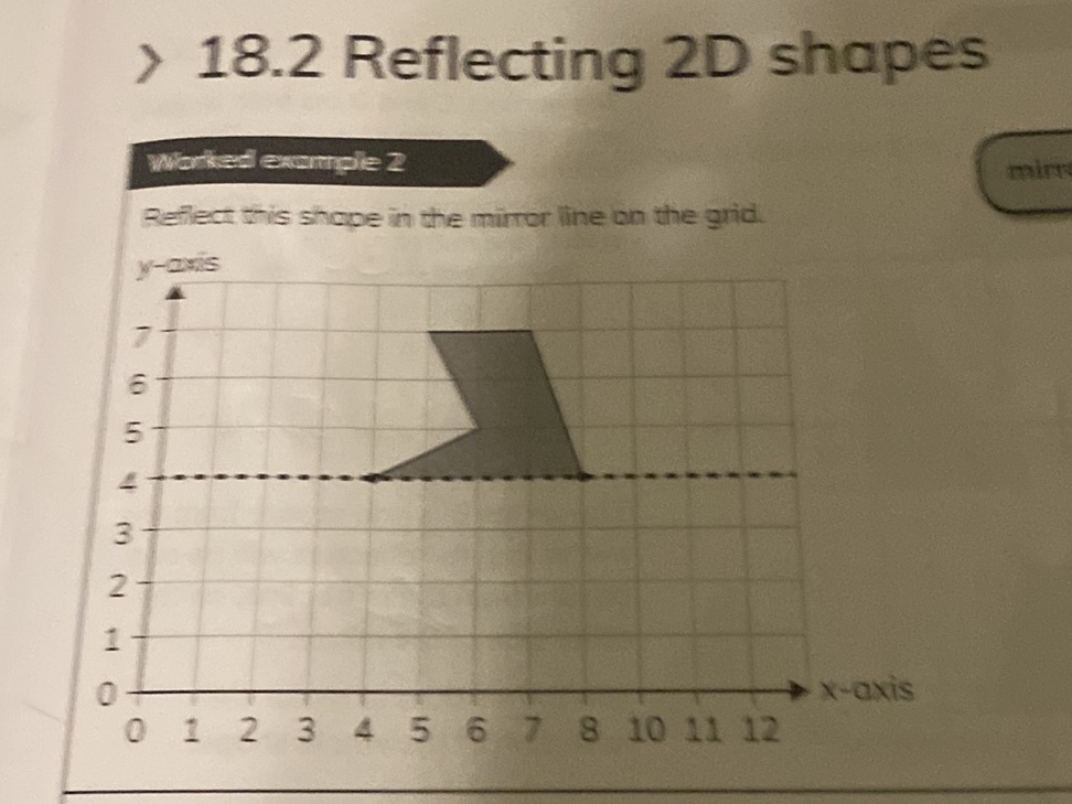 Reflect this shape in the mirror line on the | StudyX