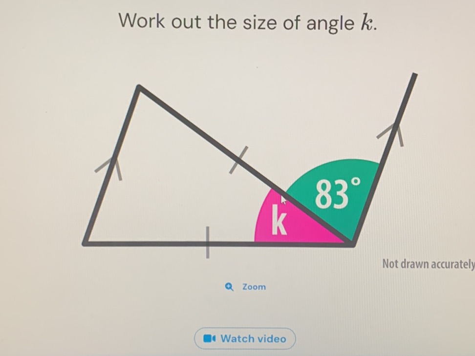 Work out the size of angle k. There is a | StudyX