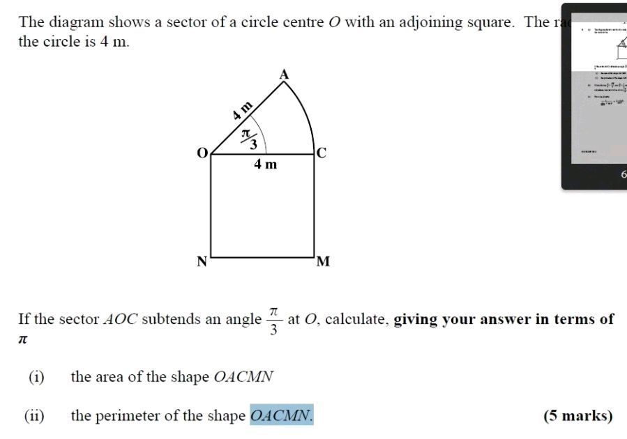 The diagram shows a sector of a circle | StudyX