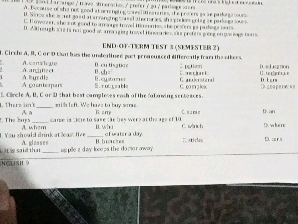 I. Circle A, B, C or D that has the | StudyX