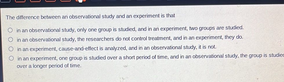 The difference between an observational | StudyX
