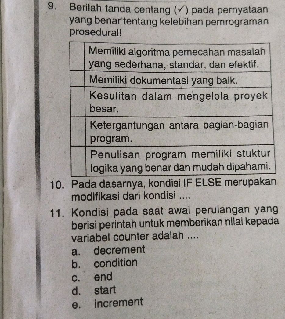 9. Berilah tanda centang ( ) pada pernyataan | StudyX