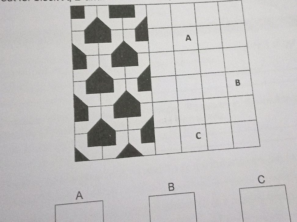 Complete the pattern for blocks A, B, and C. | StudyX