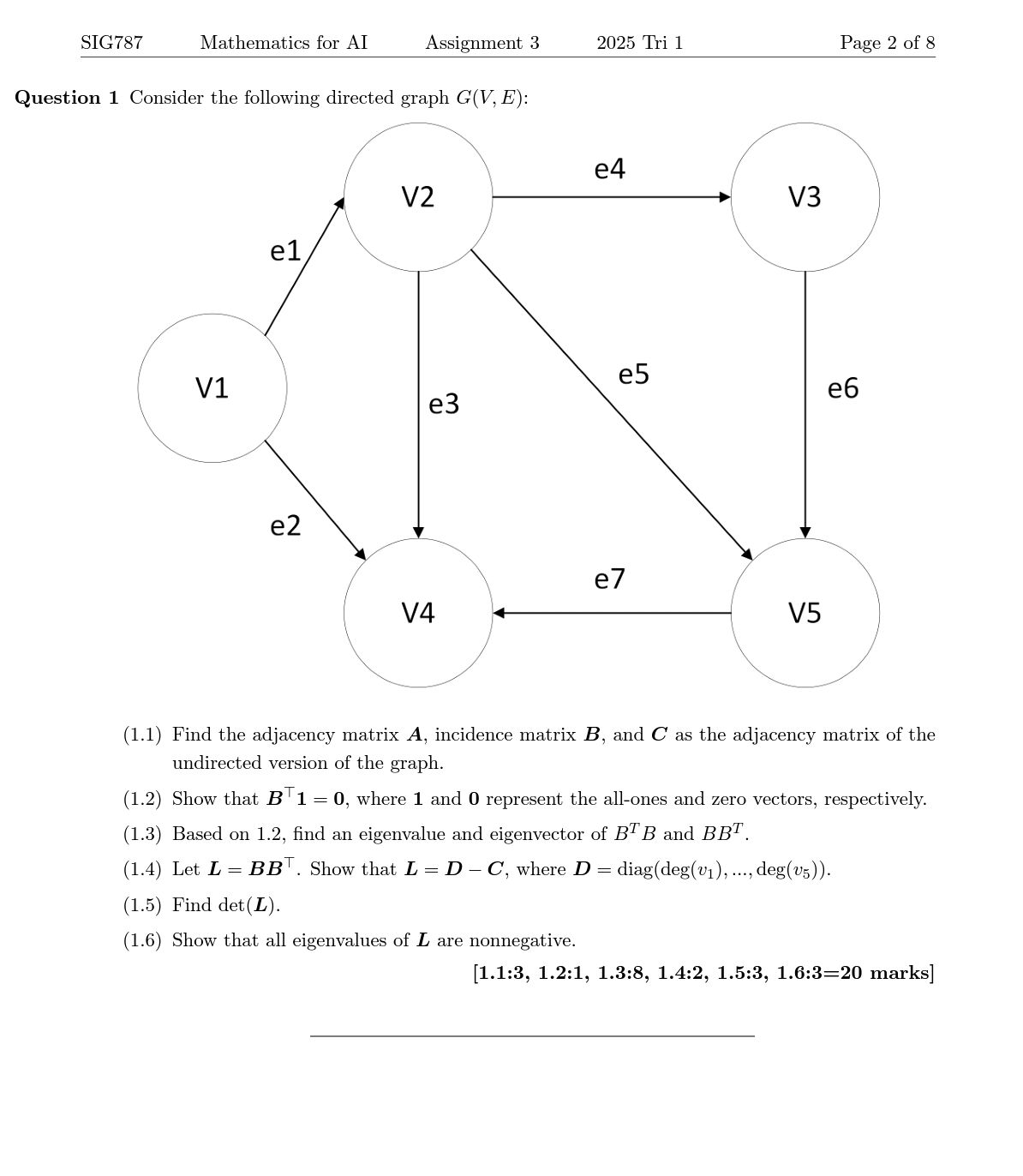 Question 1 Consider the following directed | StudyX
