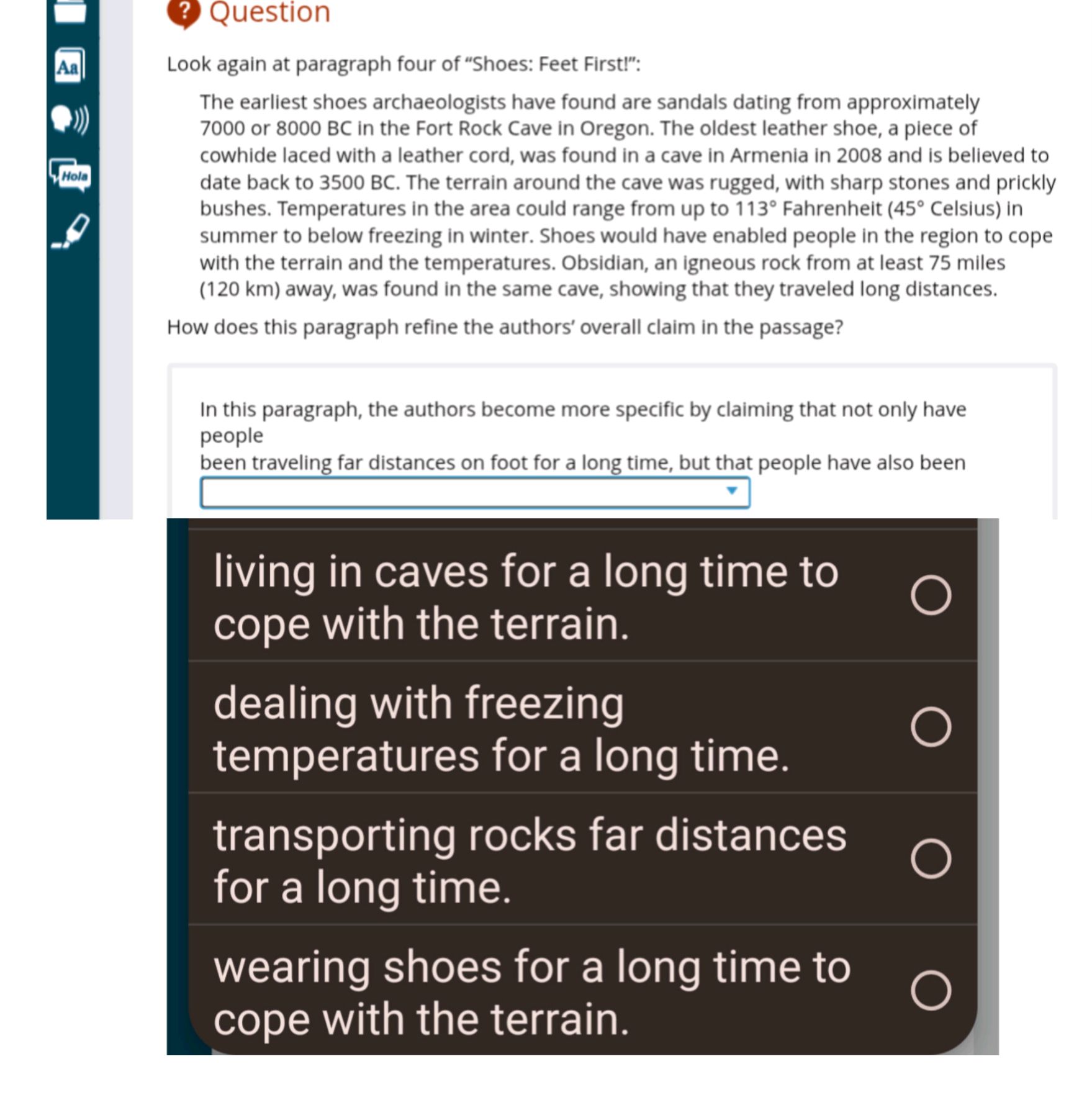 Look again at paragraph four of "Shoes: Feet | StudyX