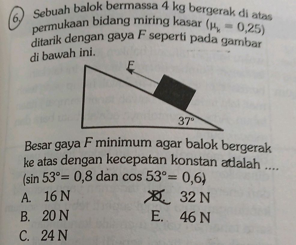 Sebuah balok bermassa 4 kg bergerak di atas | StudyX