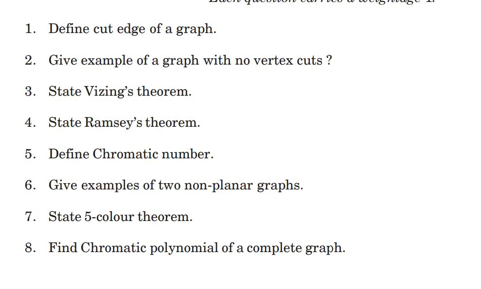 1. Define cut edge of a graph. 2. Give | StudyX
