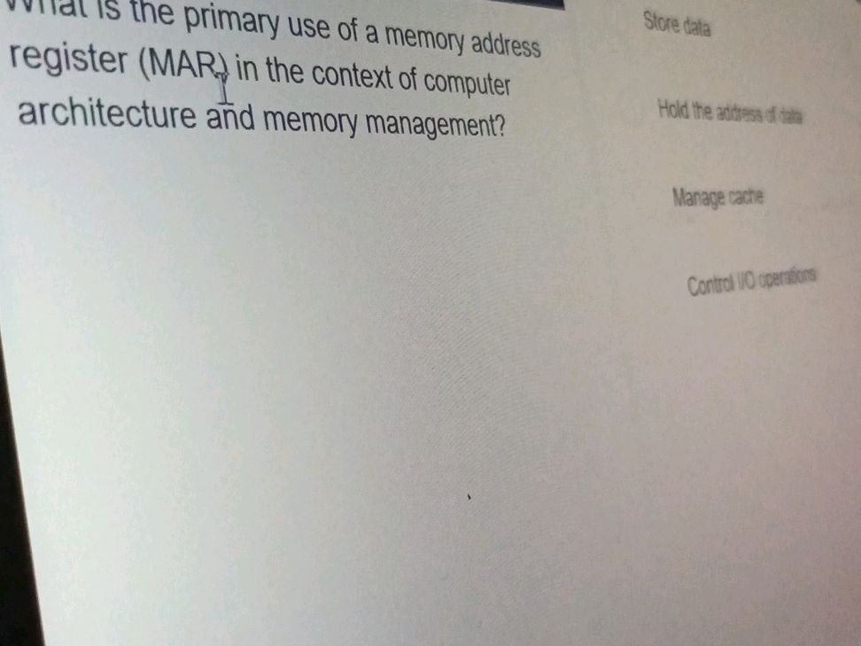What is the primary use of a memory address | StudyX