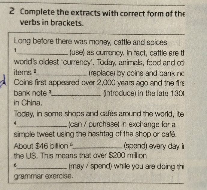 Complete the extracts with correct form of | StudyX