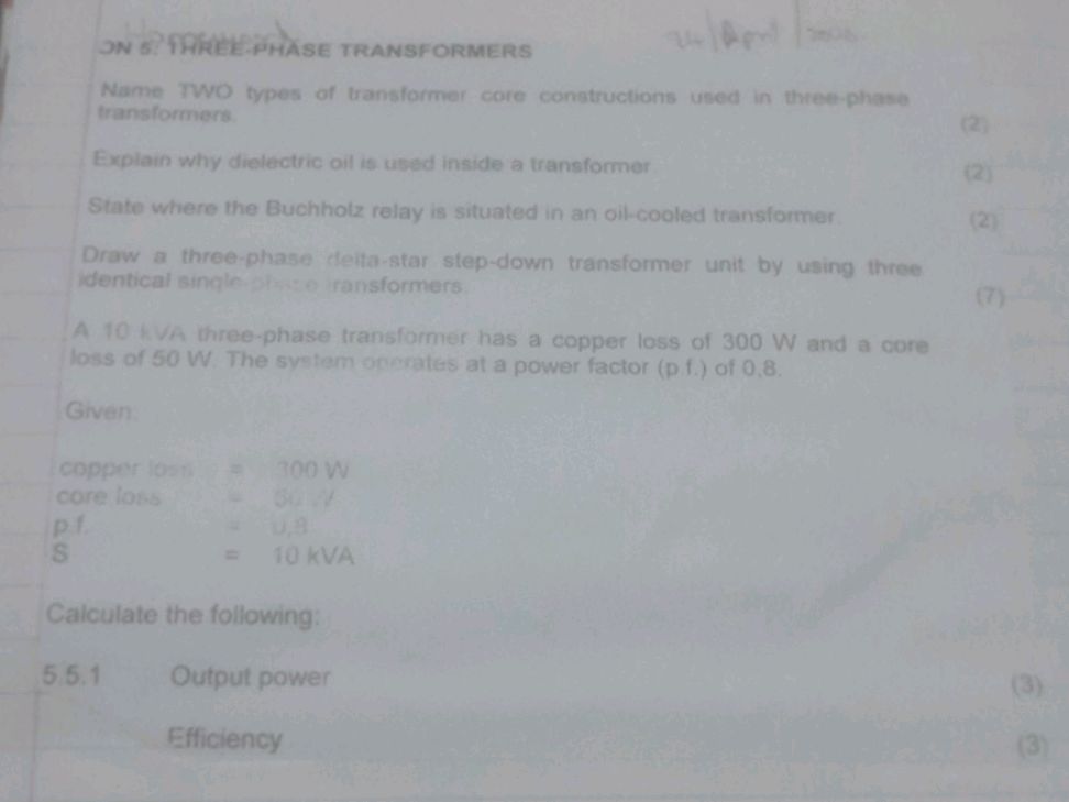 Name TWO types of transformer core | StudyX