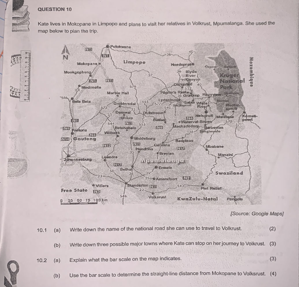 QUESTION 10 Kate lives in Mokopane in | StudyX