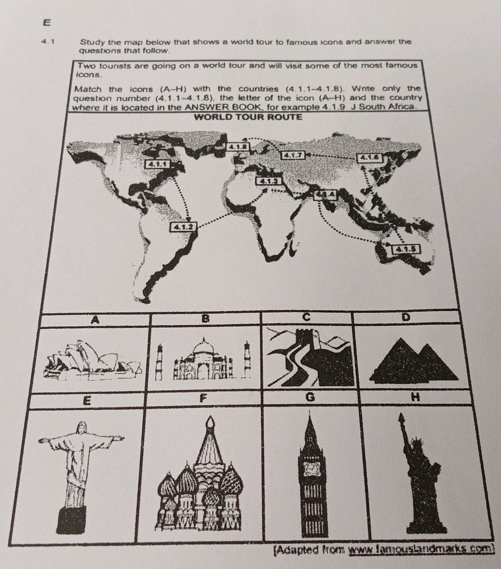 Study the map below that shows a world tour | StudyX
