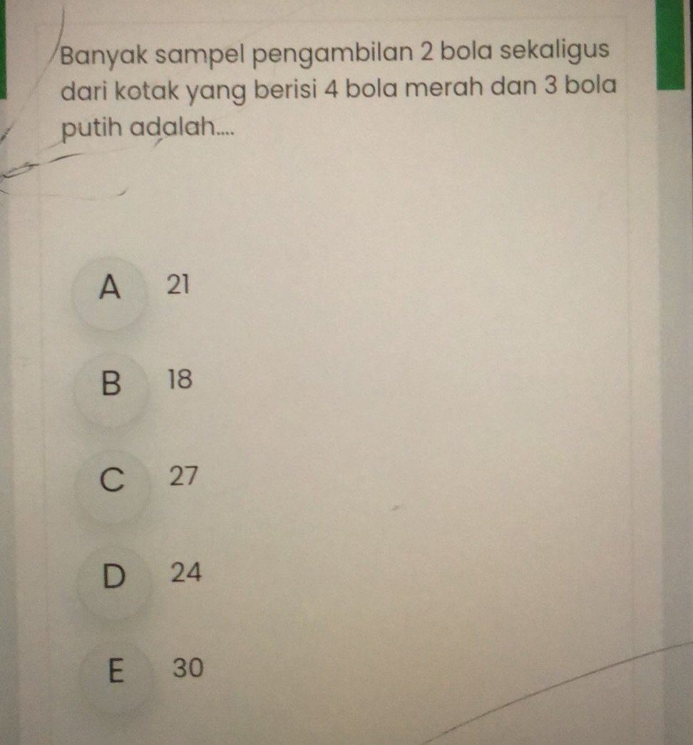 Banyak sampel pengambilan 2 bola sekaligus | StudyX
