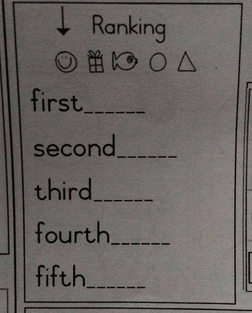 Ranking 😊 🎁 🐟 〇 first ______ second | StudyX