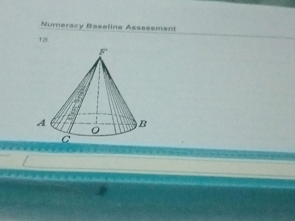 The image shows a cone with labeled points | StudyX