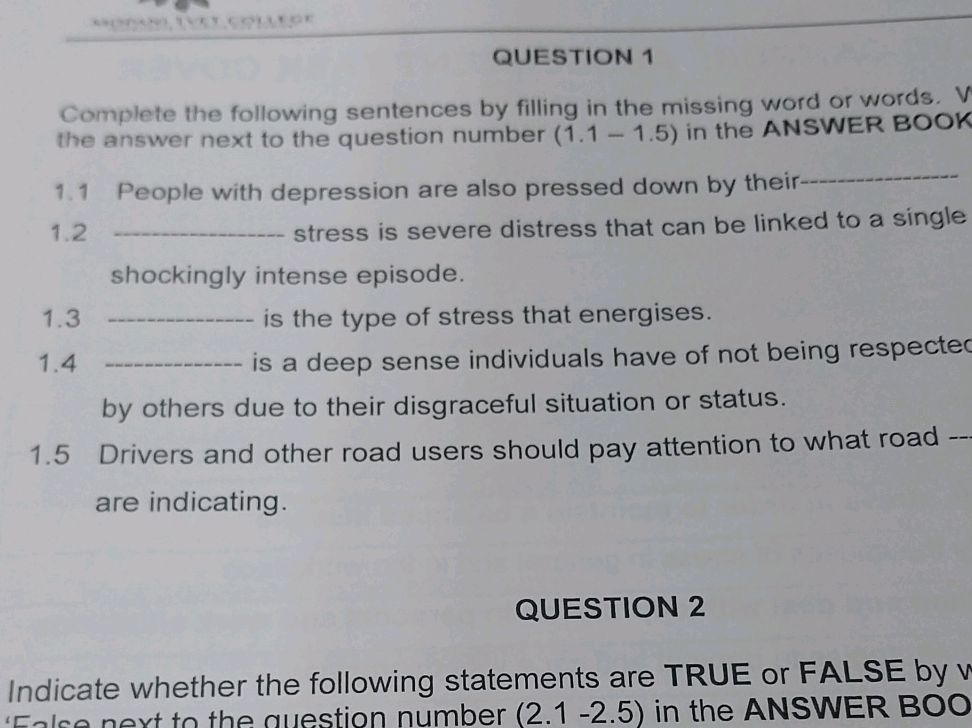 Complete the following sentences by filling | StudyX