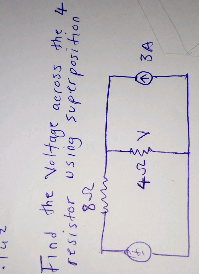 Find the Voltage across the 4 resistor using | StudyX