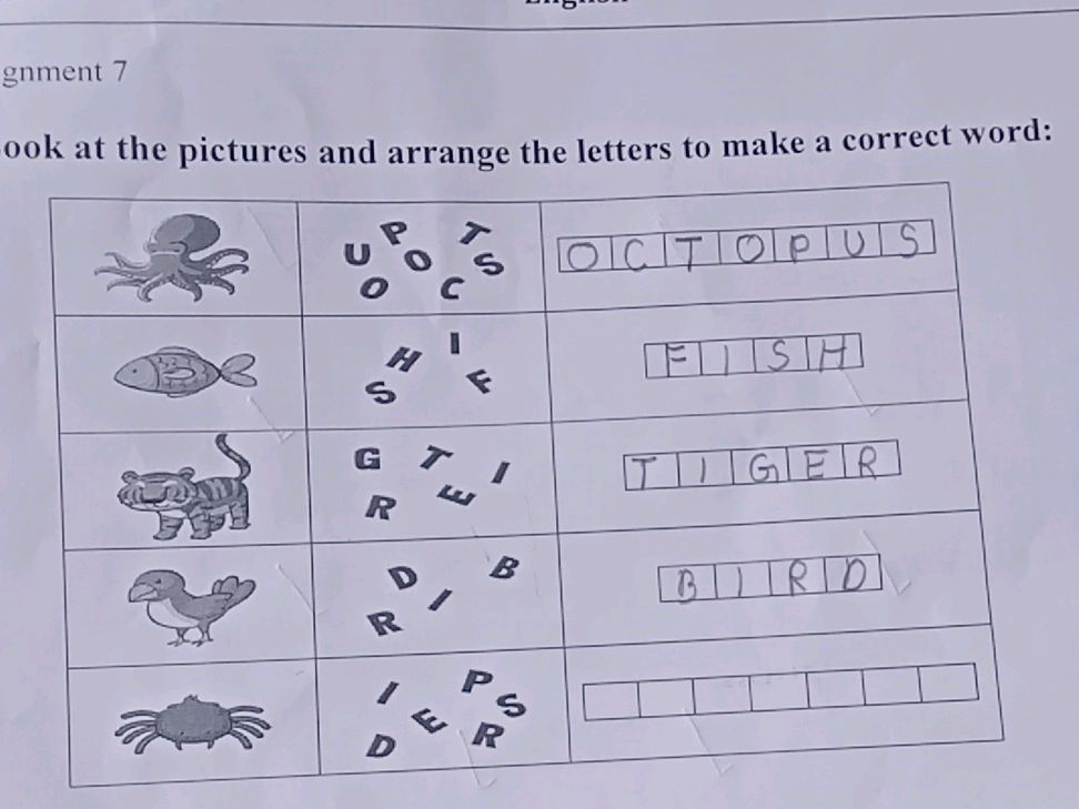 Look at the pictures and arrange the letters | StudyX