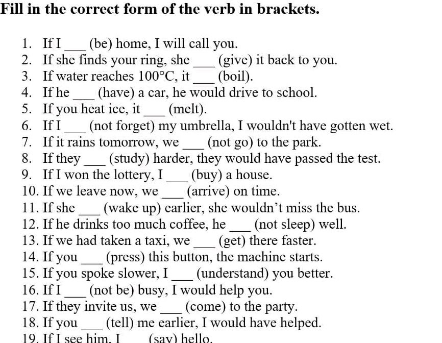 Fill in the correct form of the verb in | StudyX