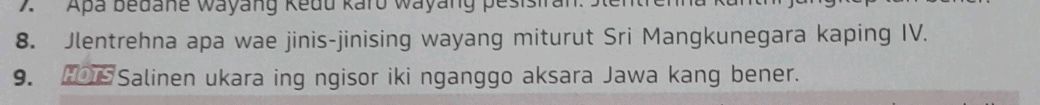 7. Apa bedane wayang kedu karo wayang | StudyX